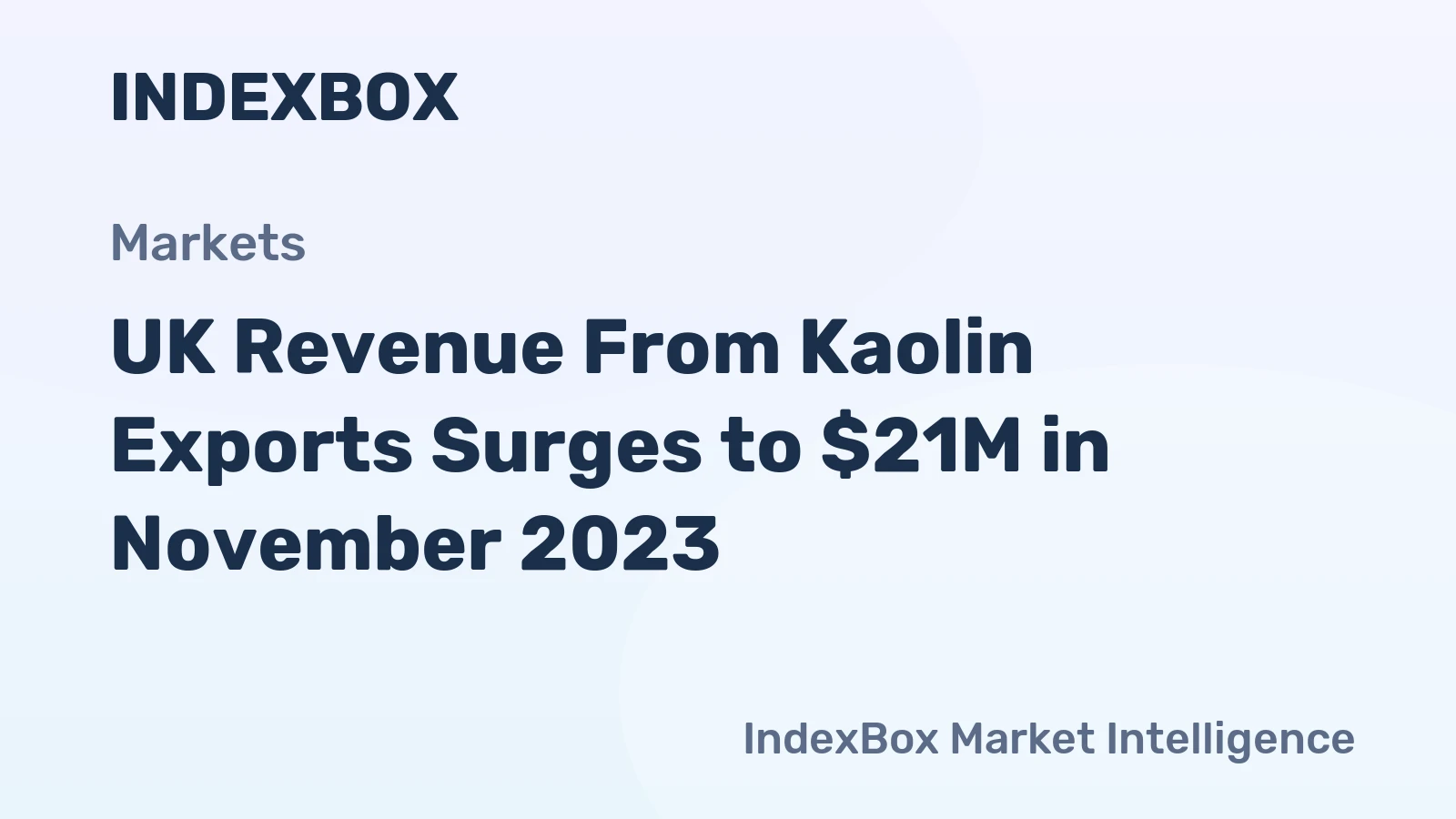 UK Revenue From Kaolin Exports Surges to $21M in November 2023