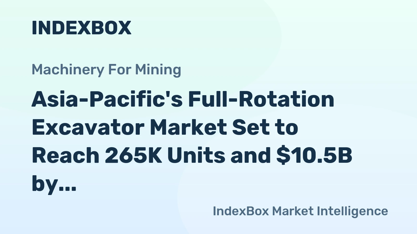 Asia-Pacific's Full-Rotation Excavator Market Set to Reach 265K Units and $10.5B by 2035