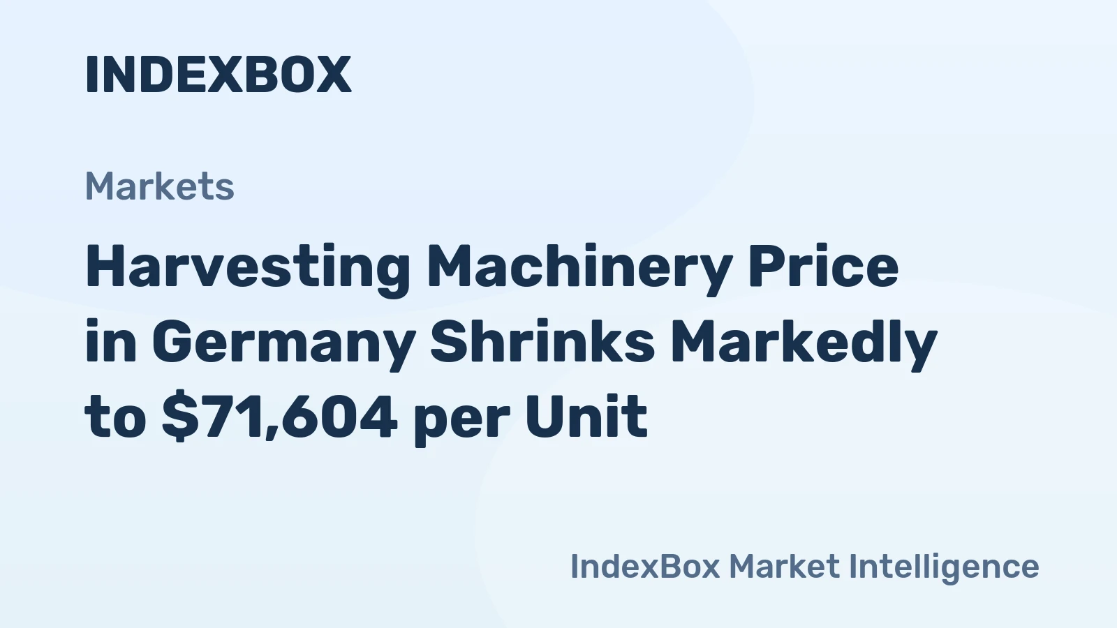 Harvesting Machinery Price in Germany Shrinks Markedly to $71,604 per Unit