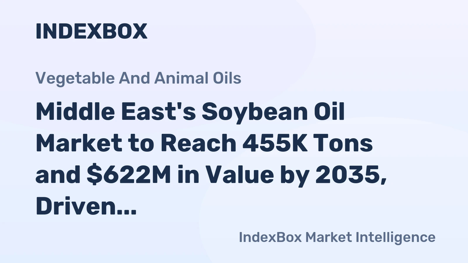 Middle East's Soybean Oil Market to Reach 455K Tons and $622M in Value by 2035, Driven by Increased Demand for Refined Oil
