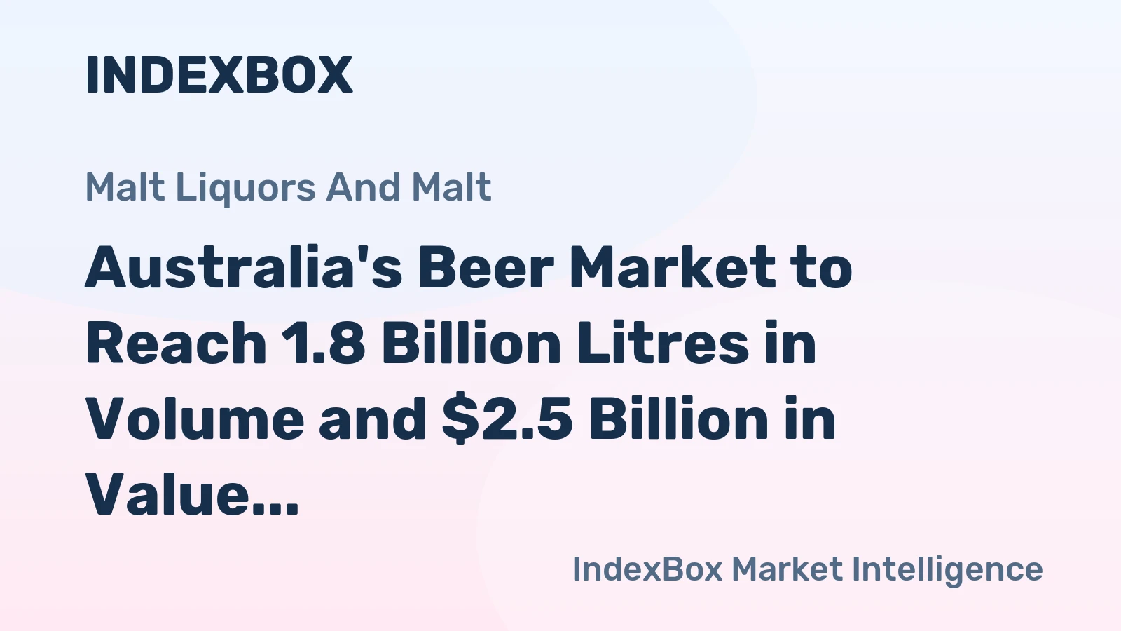 Australia's Beer Market to Reach 1.8 Billion Litres in Volume and $2.5 Billion in Value