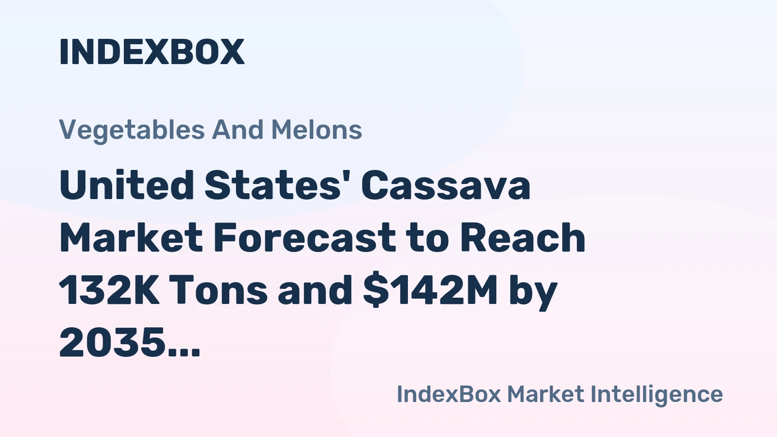 United States' Cassava Market Forecast to Reach 132K Tons and $142M by 2035