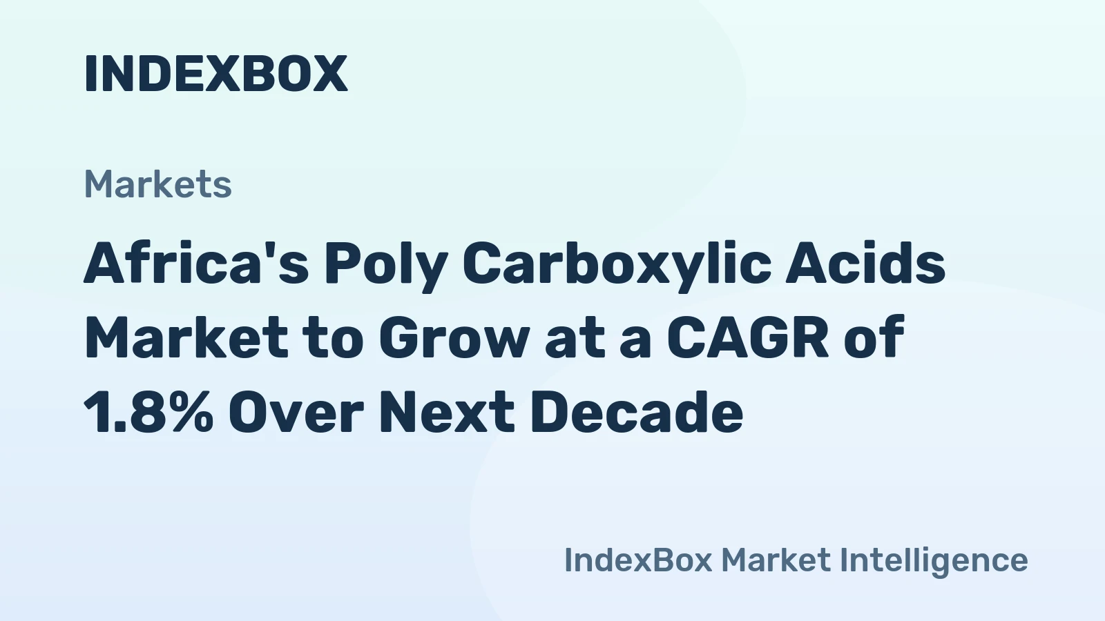 Africa's Poly Carboxylic Acids Market to Grow at a CAGR of 1.8% Over Next Decade