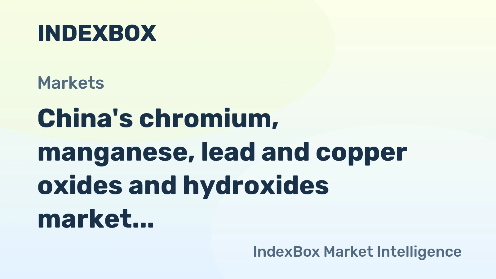 China's chromium, manganese, lead and copper oxides and hydroxides market to see marginal growth, with a projected CAGR of +0.2% in value terms through 2035.