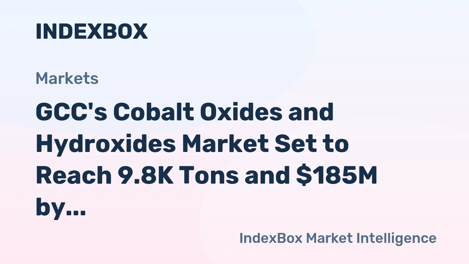 GCC's Cobalt Oxides and Hydroxides Market Set to Reach 9.8K Tons and $185M by 2035