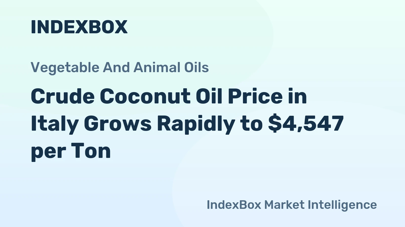 Crude Coconut Oil Price in Italy Grows Rapidly to $4,547 per Ton