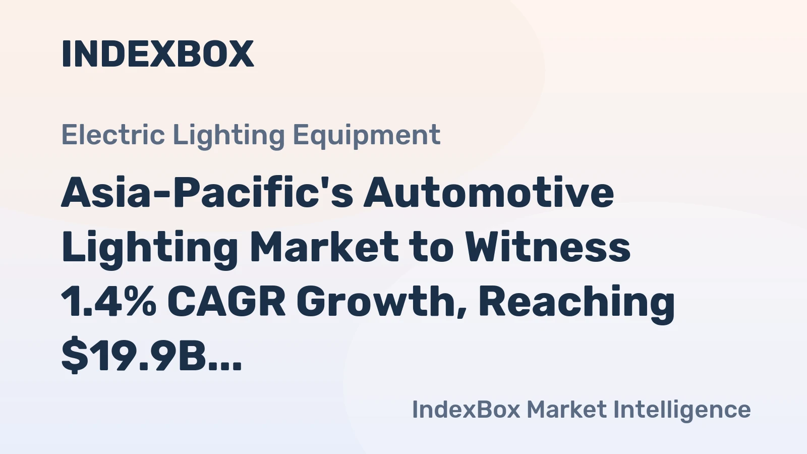 Asia-Pacific's Automotive Lighting Market to Witness 1.4% CAGR Growth, Reaching $19.9B by 2035