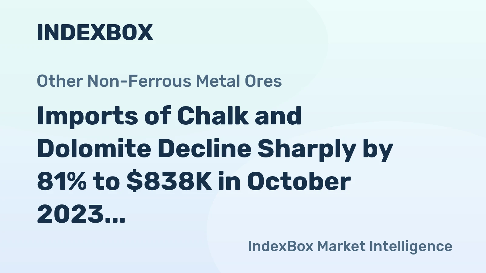 Imports of Chalk and Dolomite Decline Sharply by 81% to $838K in October 2023 in the Netherlands