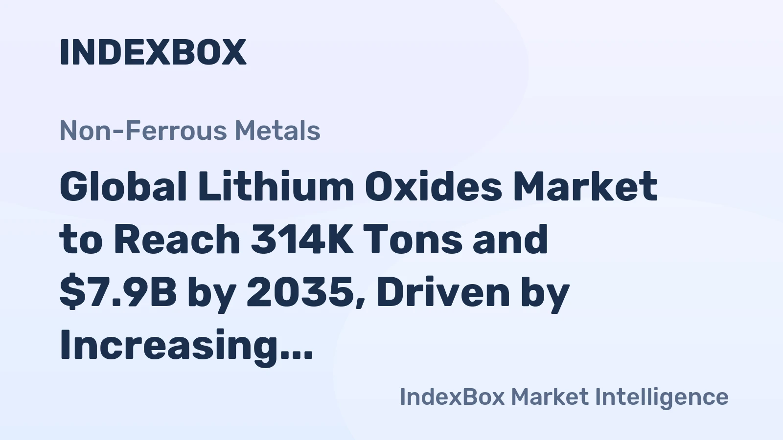 Global Lithium Oxides Market to Reach 314K Tons and $7.9B by 2035, Driven by Increasing Demand