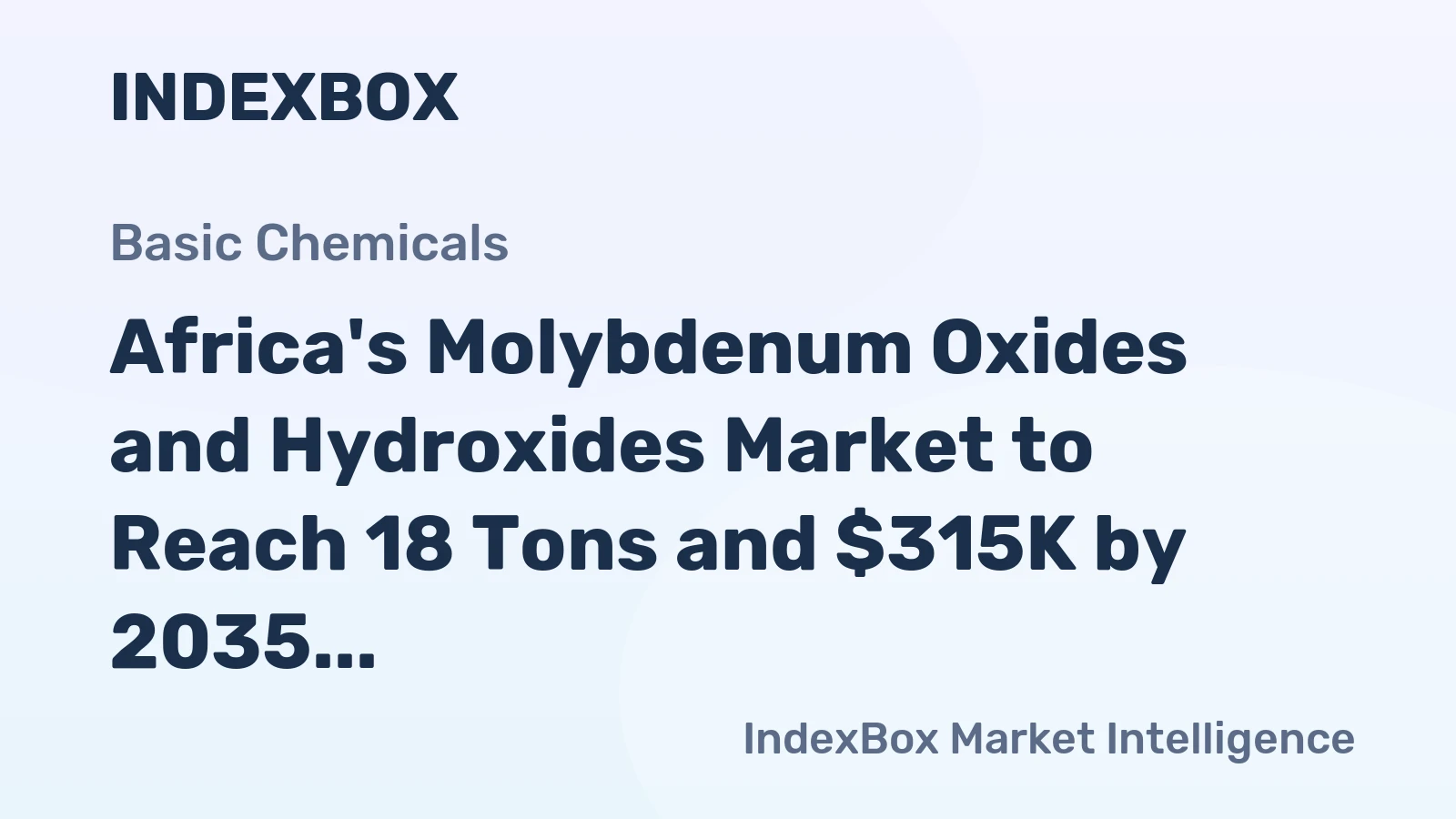 Africa's Molybdenum Oxides and Hydroxides Market to Reach 18 Tons and $315K by 2035, Driven by Rising Demand