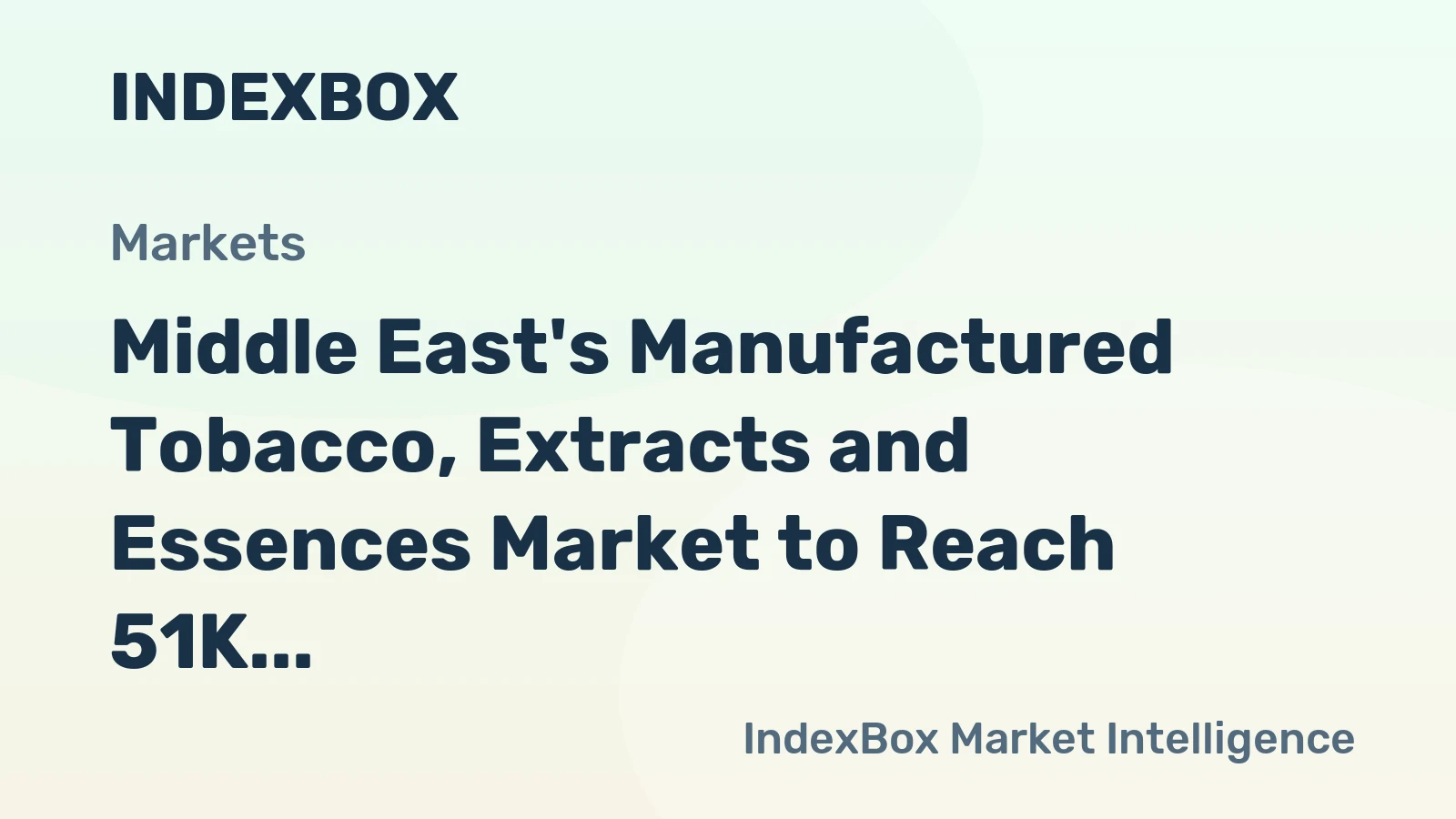Middle East's Manufactured Tobacco, Extracts and Essences Market to Reach 51K tons and $412M by 2035