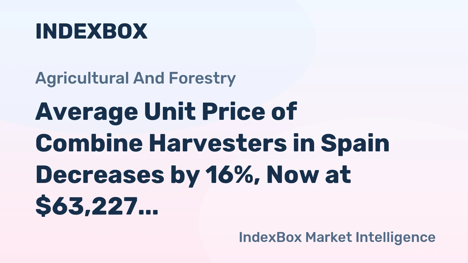 Average Unit Price of Combine Harvesters in Spain Decreases by 16%, Now at $63,227
