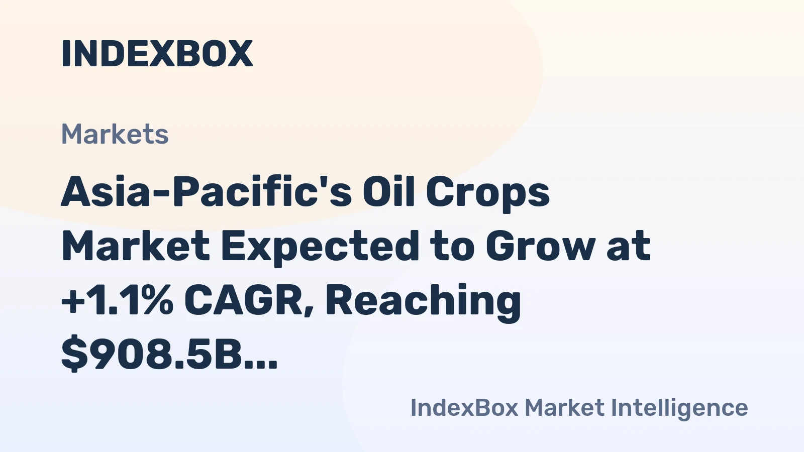 Asia-Pacific's Oil Crops Market Expected to Grow at +1.1% CAGR, Reaching $908.5B by 2035