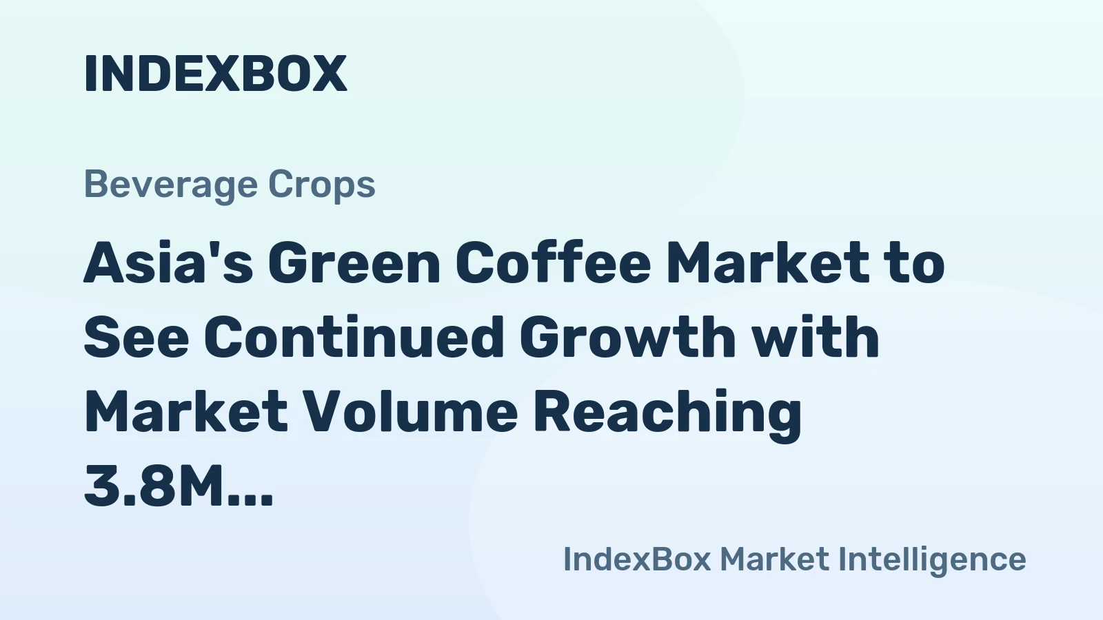 Asia's Green Coffee Market to See Continued Growth with Market Volume Reaching 3.8M tons and Market Value Reaching $14.5B by 2035