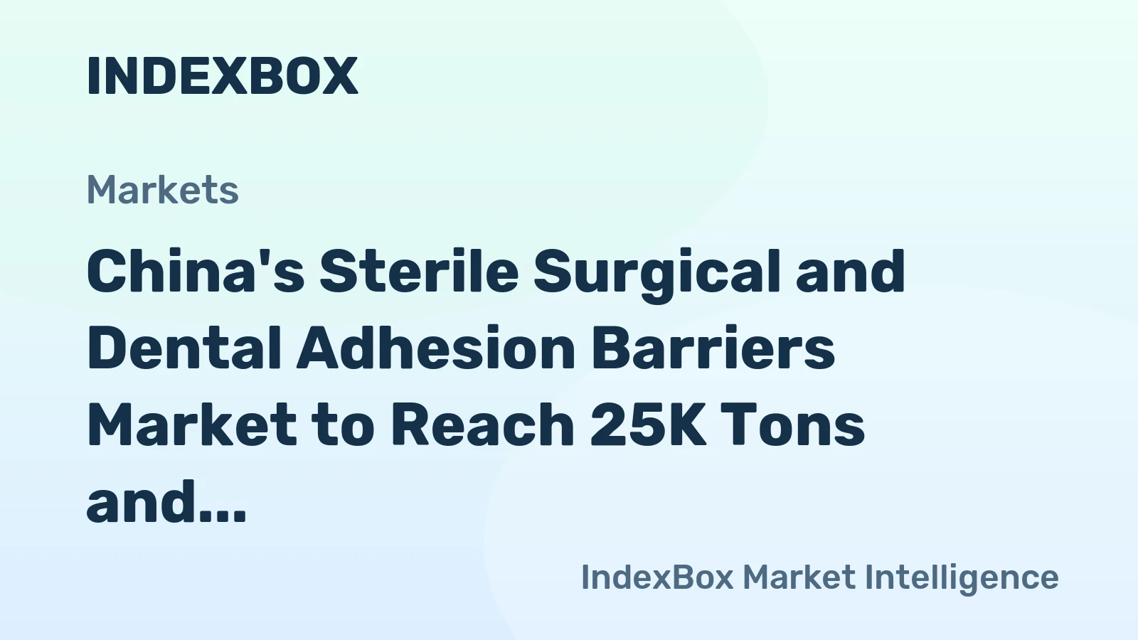 China's Sterile Surgical and Dental Adhesion Barriers Market to Reach 25K Tons and $863M by 2035