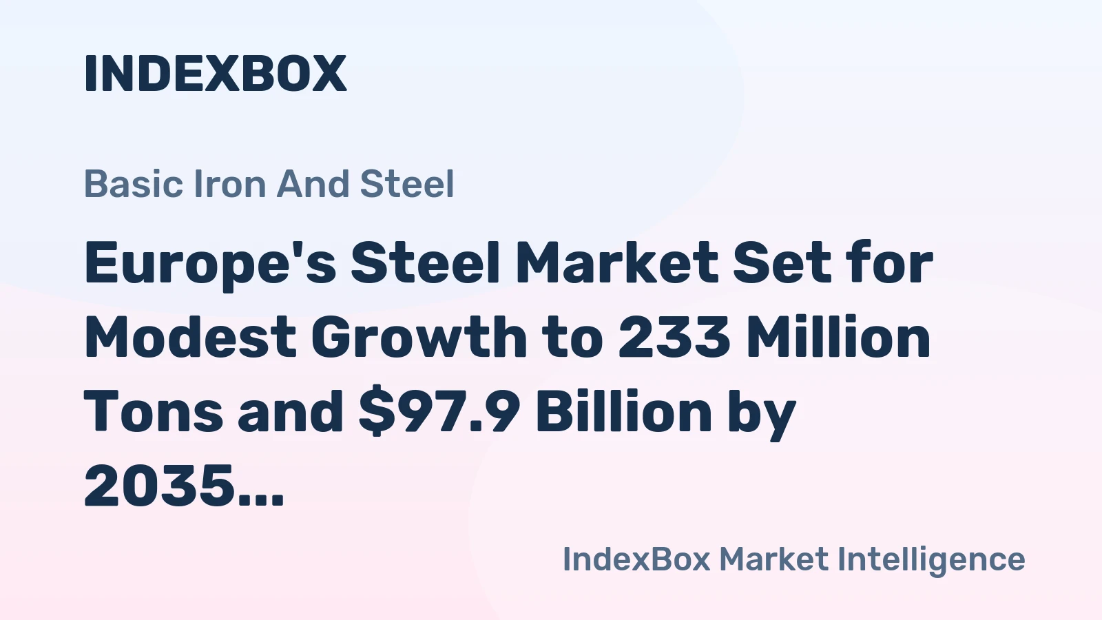 Europe's Steel Market Set for Modest Growth to 233 Million Tons and $97.9 Billion by 2035