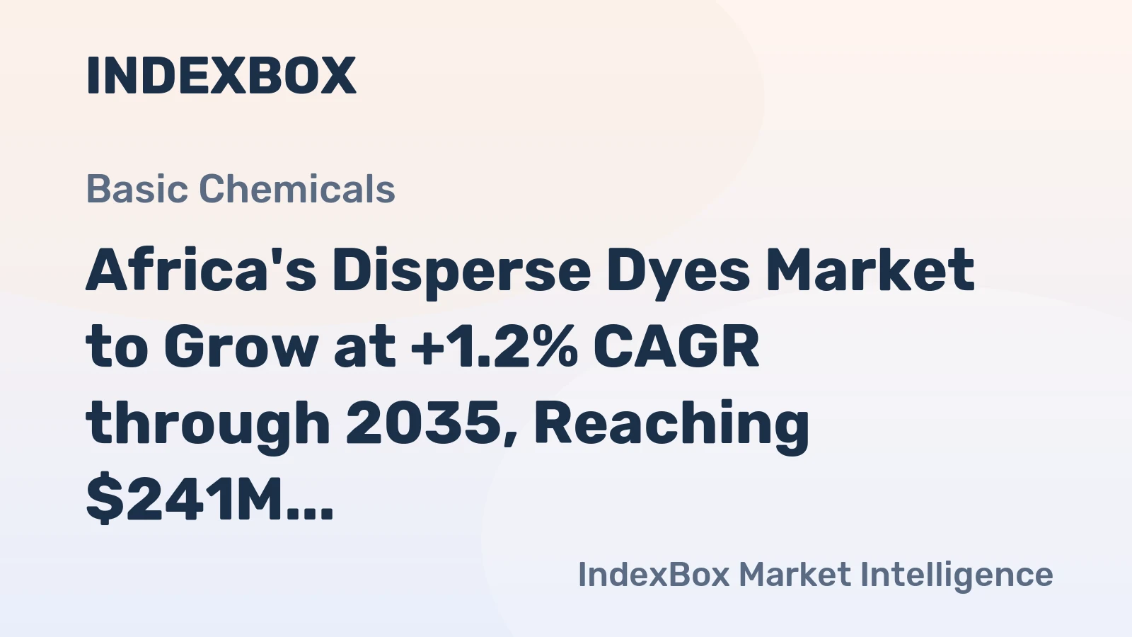 Africa's Disperse Dyes Market to Grow at +1.2% CAGR through 2035, Reaching $241M Value