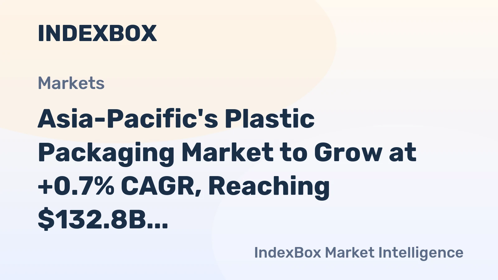 Asia-Pacific's Plastic Packaging Market to Grow at +0.7% CAGR, Reaching $132.8B by 2035