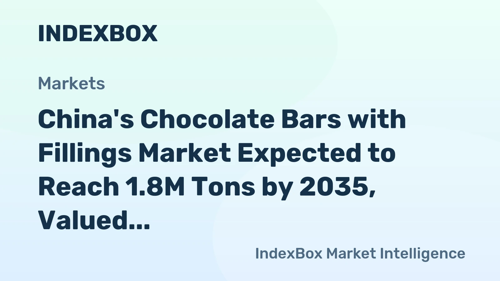 China's Chocolate Bars with Fillings Market Expected to Reach 1.8M Tons by 2035, Valued at $11.4B