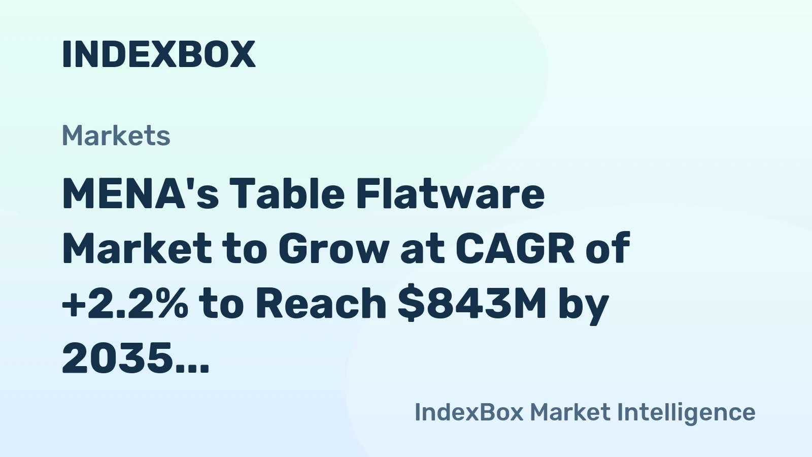 MENA's Table Flatware Market to Grow at CAGR of +2.2% to Reach $843M by 2035
