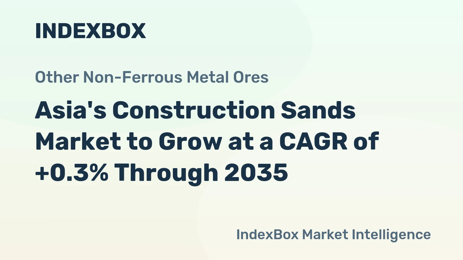 Asia's Construction Sands Market to Grow at a CAGR of +0.3% Through 2035