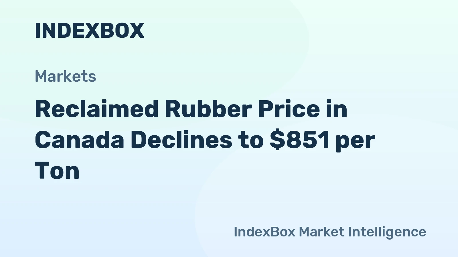 Reclaimed Rubber Price in Canada Declines to $851 per Ton