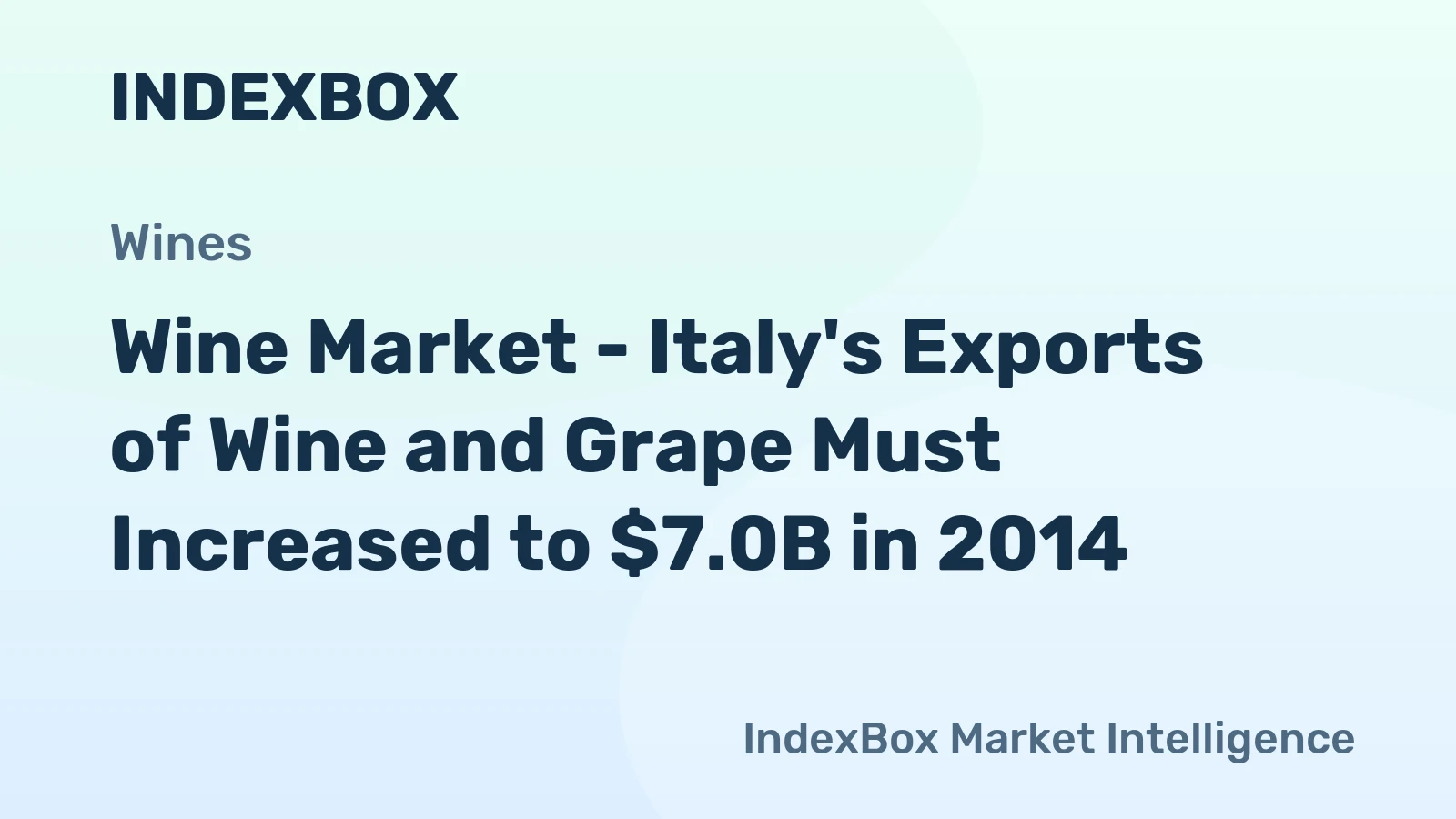 Wine Market - Italy&amp;#039;s Exports of Wine and Grape Must Increased to $7.0B in 2014
