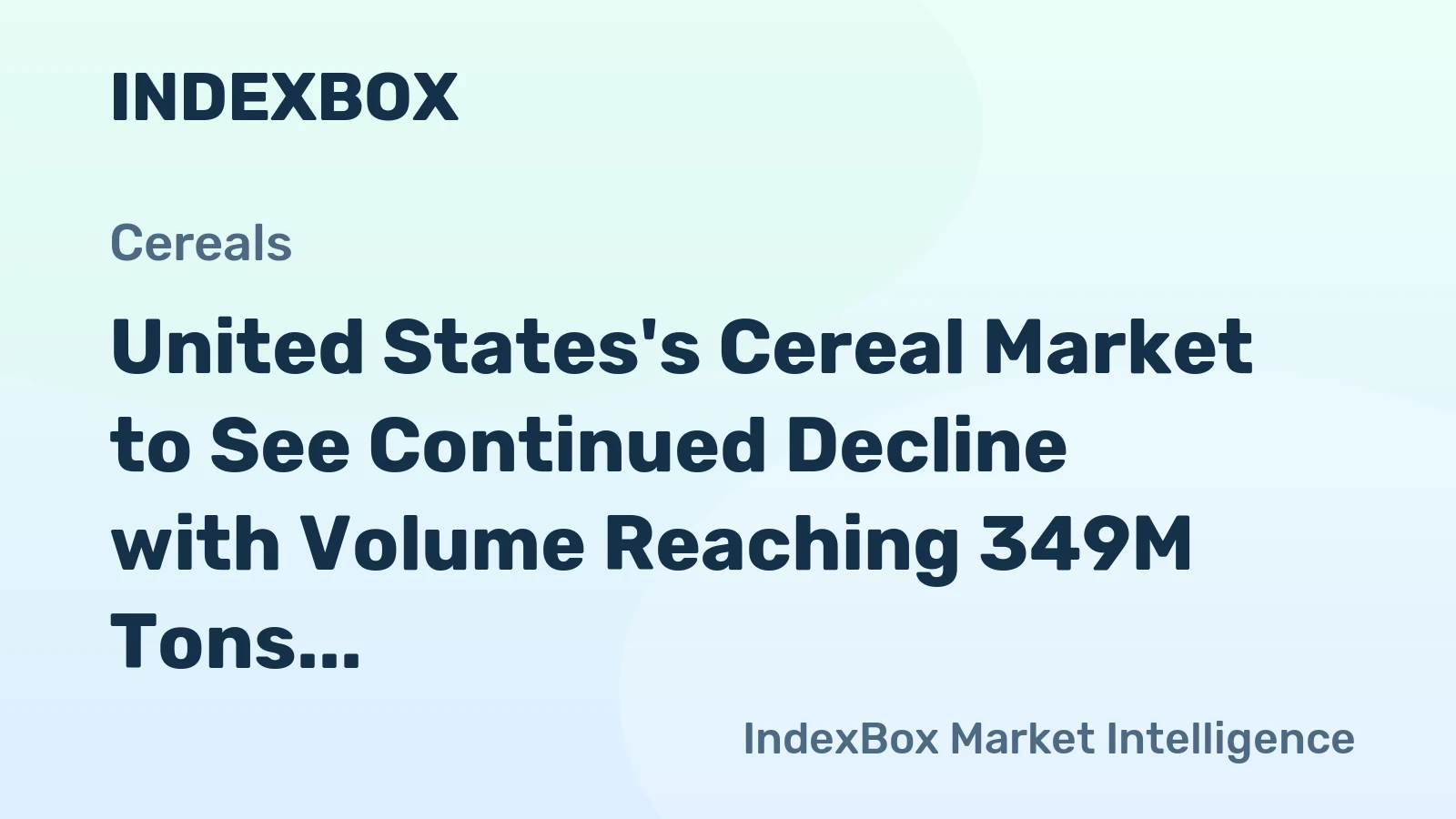 United States's Cereal Market to See Continued Decline with Volume Reaching 349M Tons and Value Reaching $112.6B by 2035