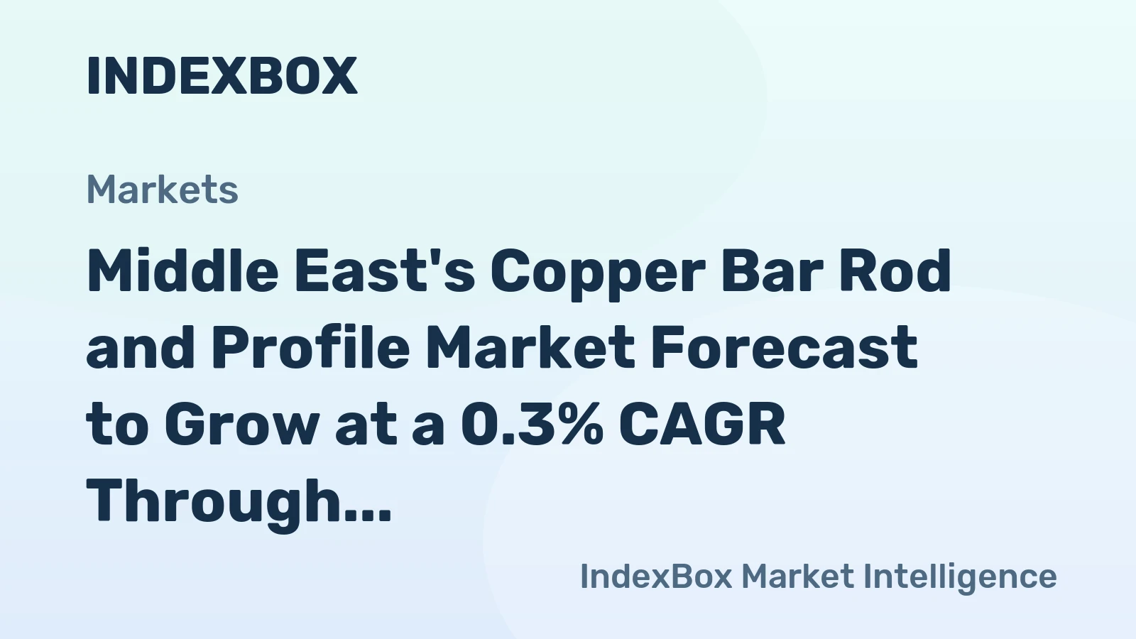 Middle East's Copper Bar Rod and Profile Market Forecast to Grow at a 0.3% CAGR Through 2035