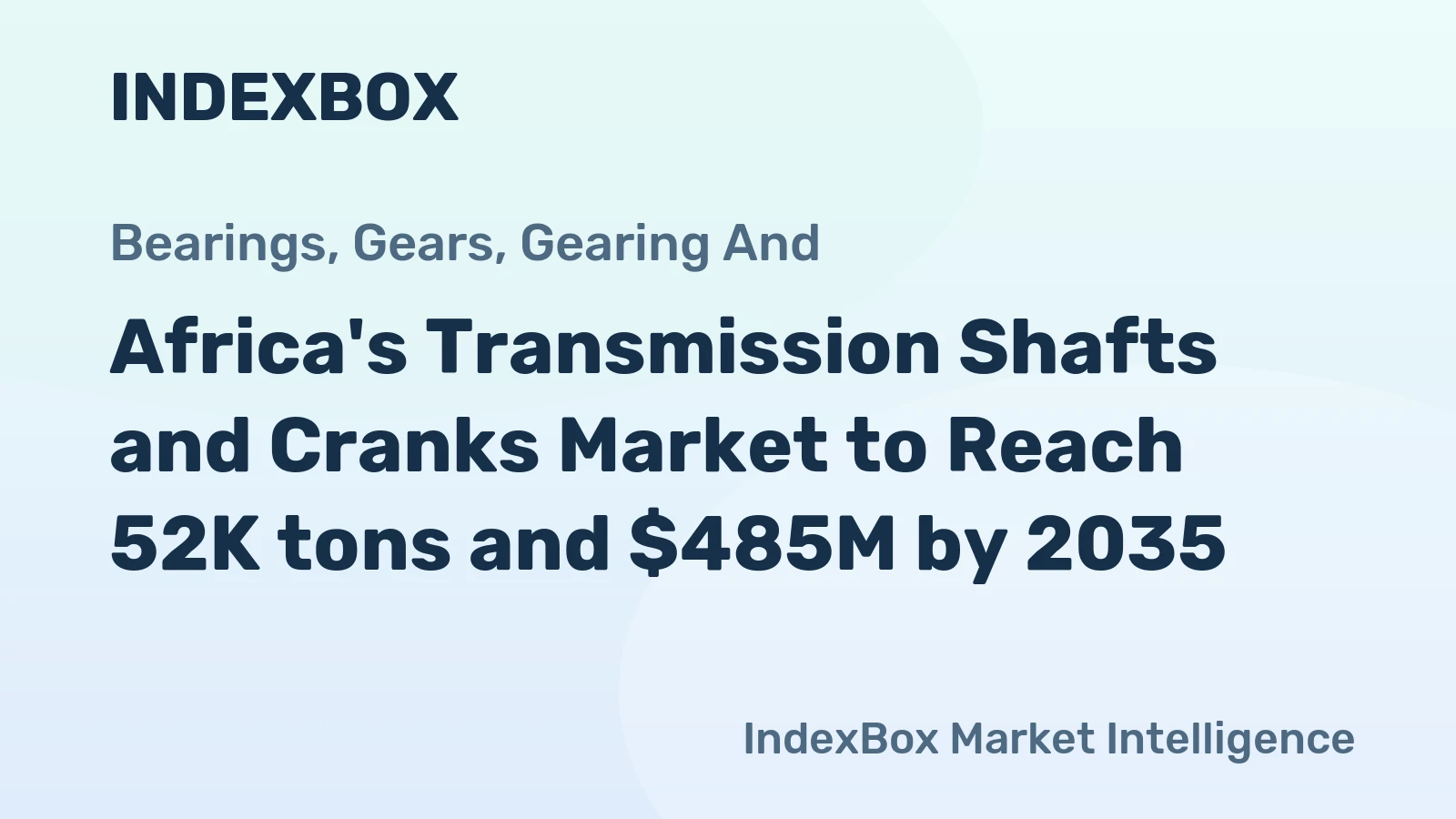 Africa's Transmission Shafts and Cranks Market to Reach 52K tons and $485M by 2035