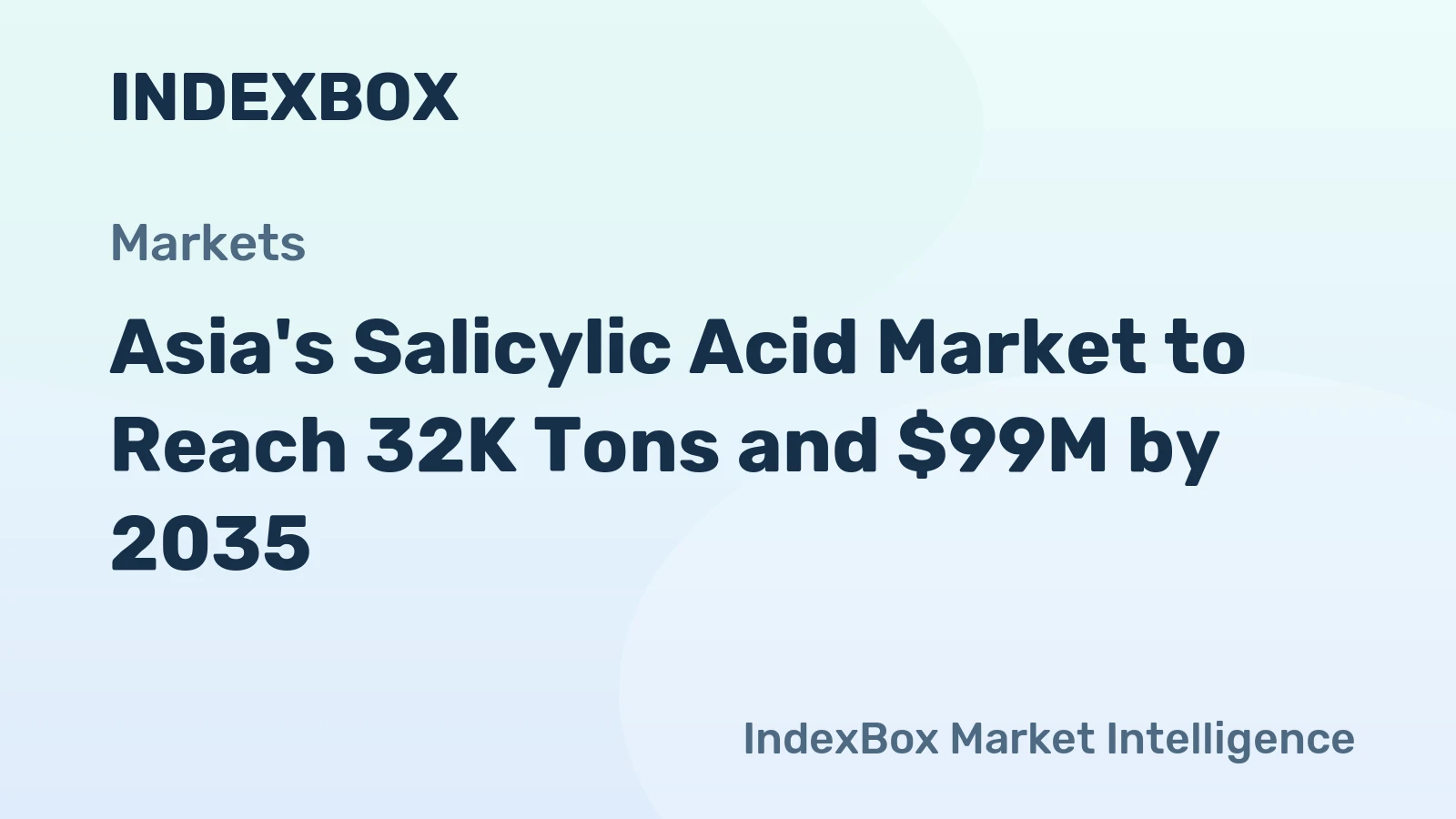 Asia's Salicylic Acid Market to Reach 32K Tons and $99M by 2035