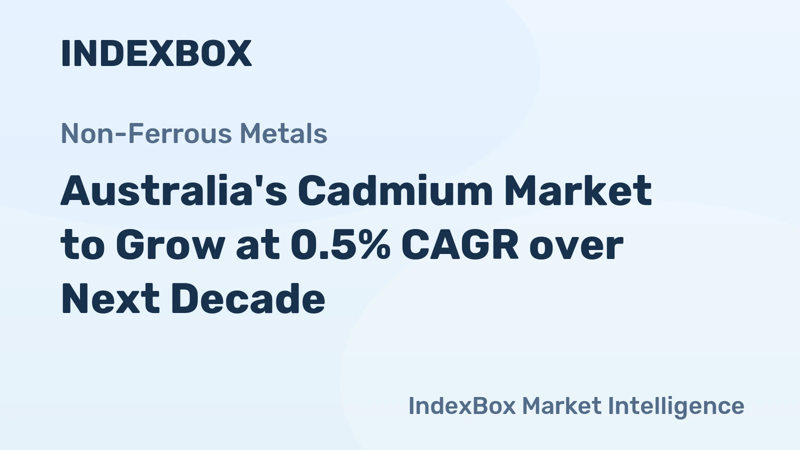 Australia's Cadmium Market to Grow at 0.5% CAGR over Next Decade