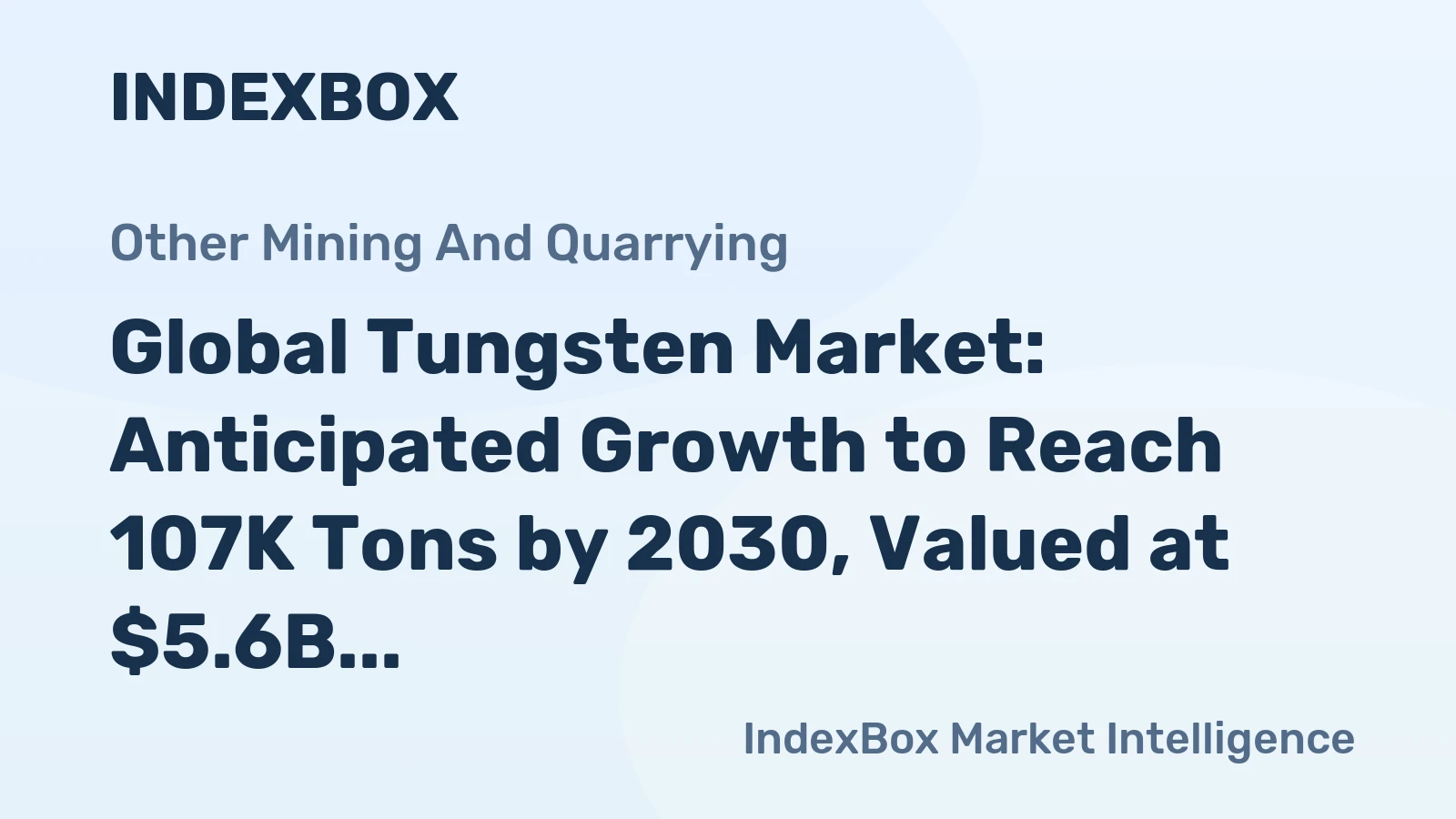 Global Tungsten Market: Anticipated Growth to Reach 107K Tons by 2030, Valued at $5.6B