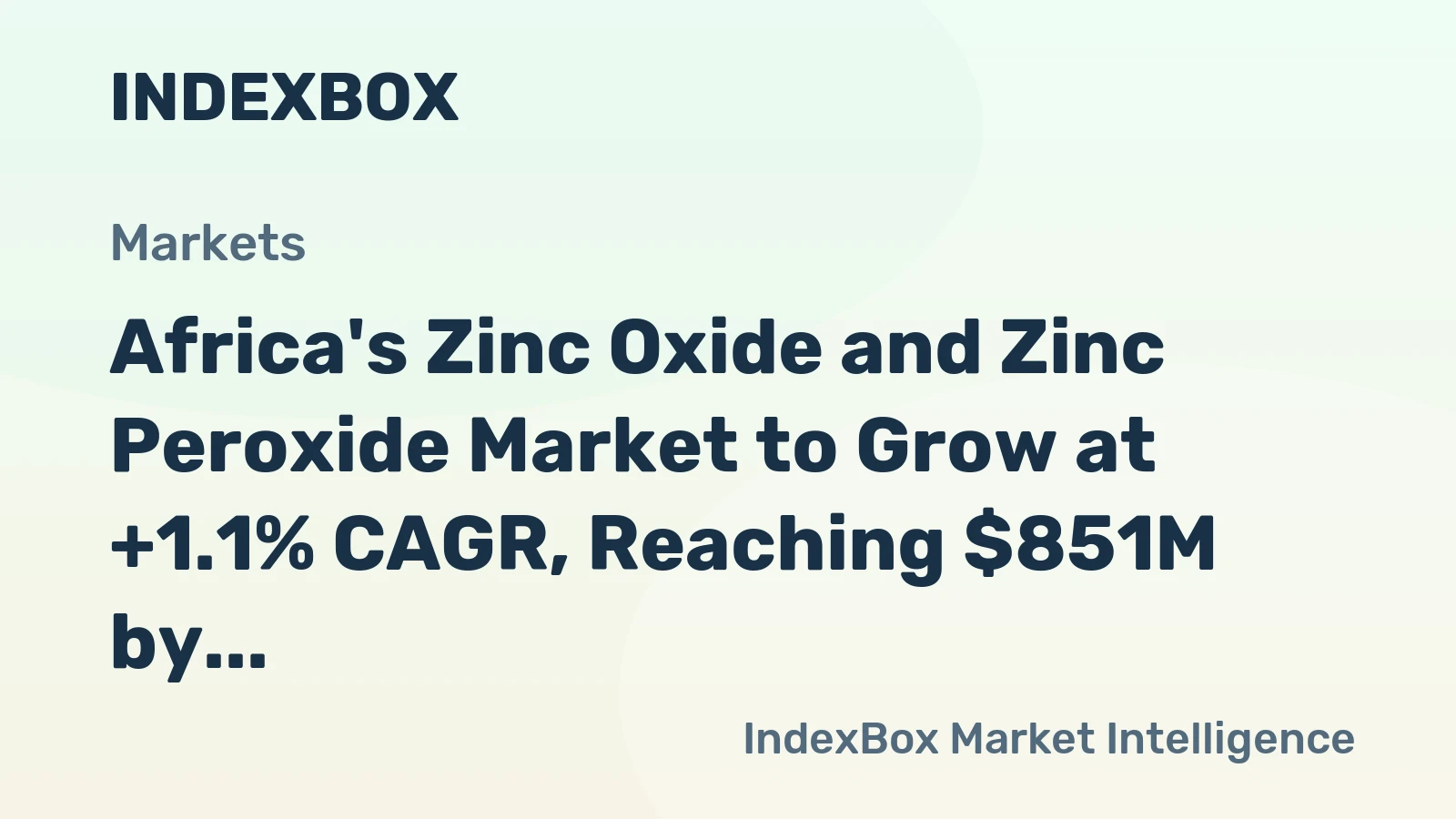 Africa's Zinc Oxide and Zinc Peroxide Market to Grow at +1.1% CAGR, Reaching $851M by 2035