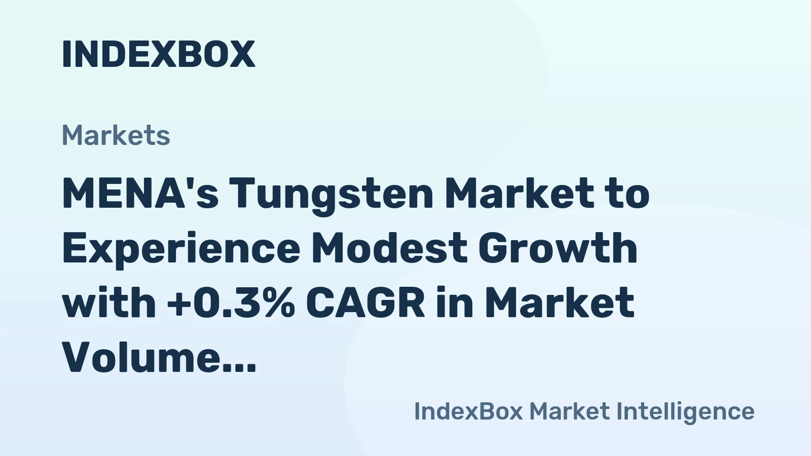 MENA's Tungsten Market to Experience Modest Growth with +0.3% CAGR in Market Volume and +0.8% CAGR in Market Value from 2024 to 2035