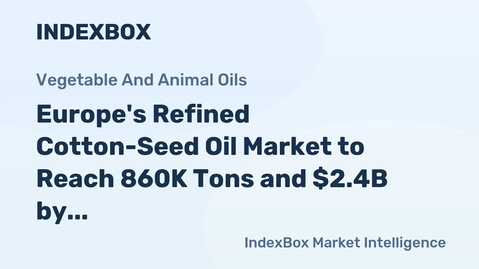 Europe's Refined Cotton-Seed Oil Market to Reach 860K Tons and $2.4B by 2035
