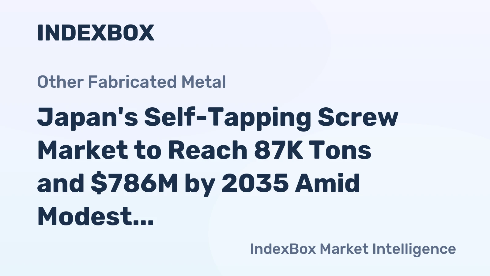 Japan's Self-Tapping Screw Market to Reach 87K Tons and $786M by 2035 Amid Modest Growth