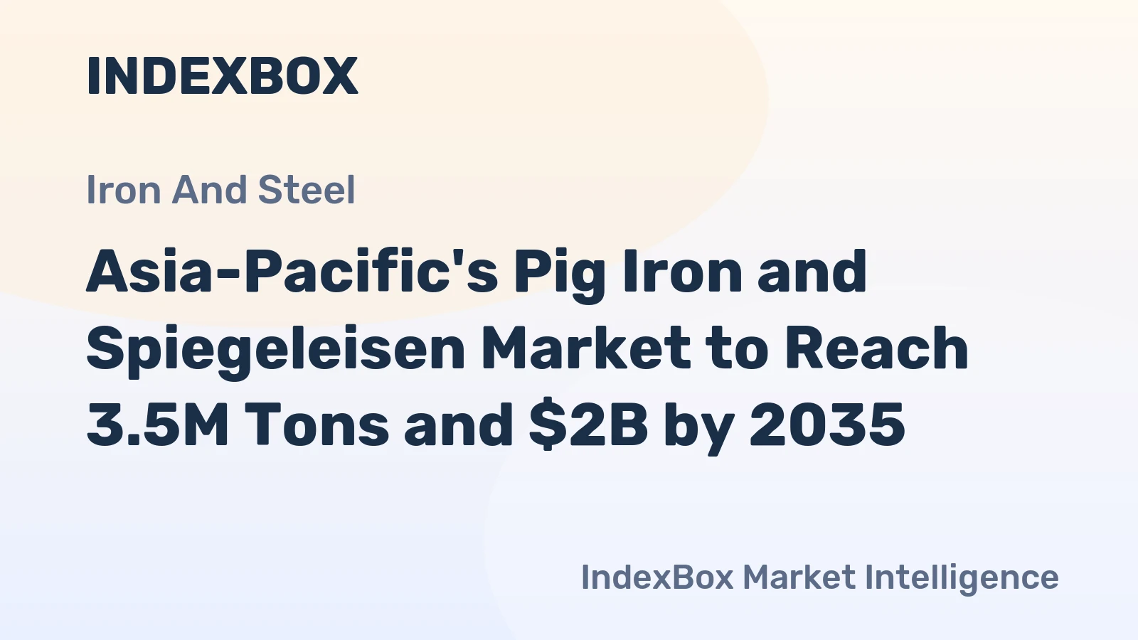 Asia-Pacific's Pig Iron and Spiegeleisen Market to Reach 3.5M Tons and $2B by 2035