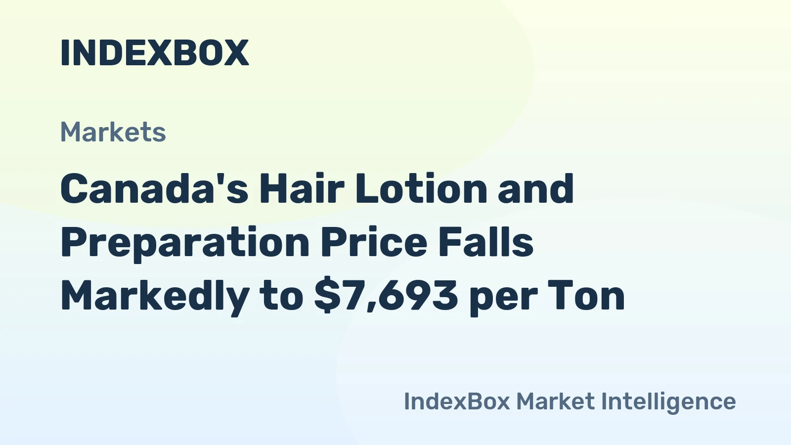 Canada's Hair Lotion and Preparation Price Falls Markedly to $7,693 per Ton