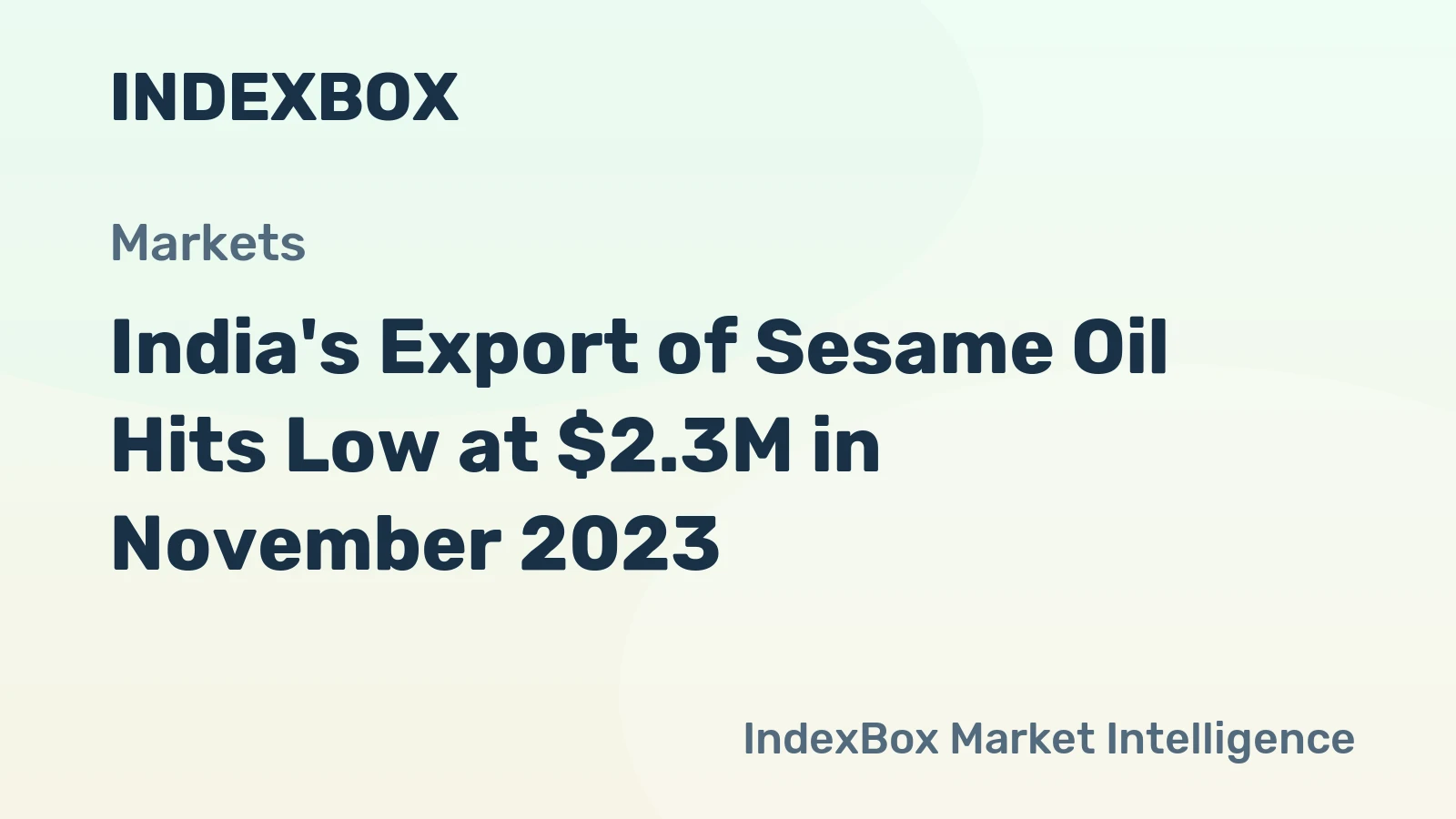 India's Export of Sesame Oil Hits Low at $2.3M in November 2023