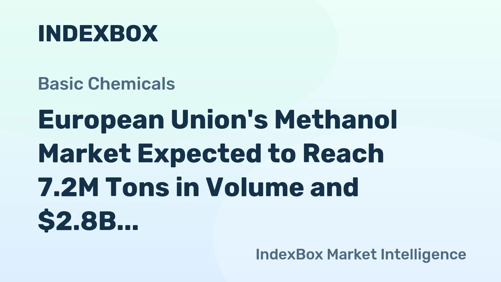European Union's Methanol Market Expected to Reach 7.2M Tons in Volume and $2.8B in Value by 2035