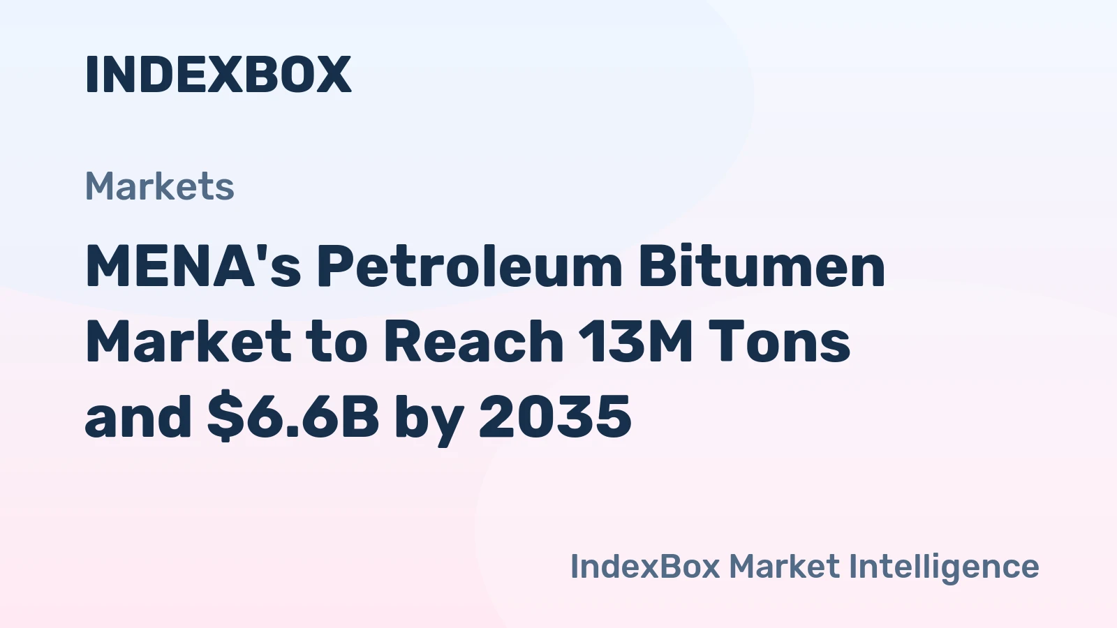MENA's Petroleum Bitumen Market to Reach 13M Tons and $6.6B by 2035