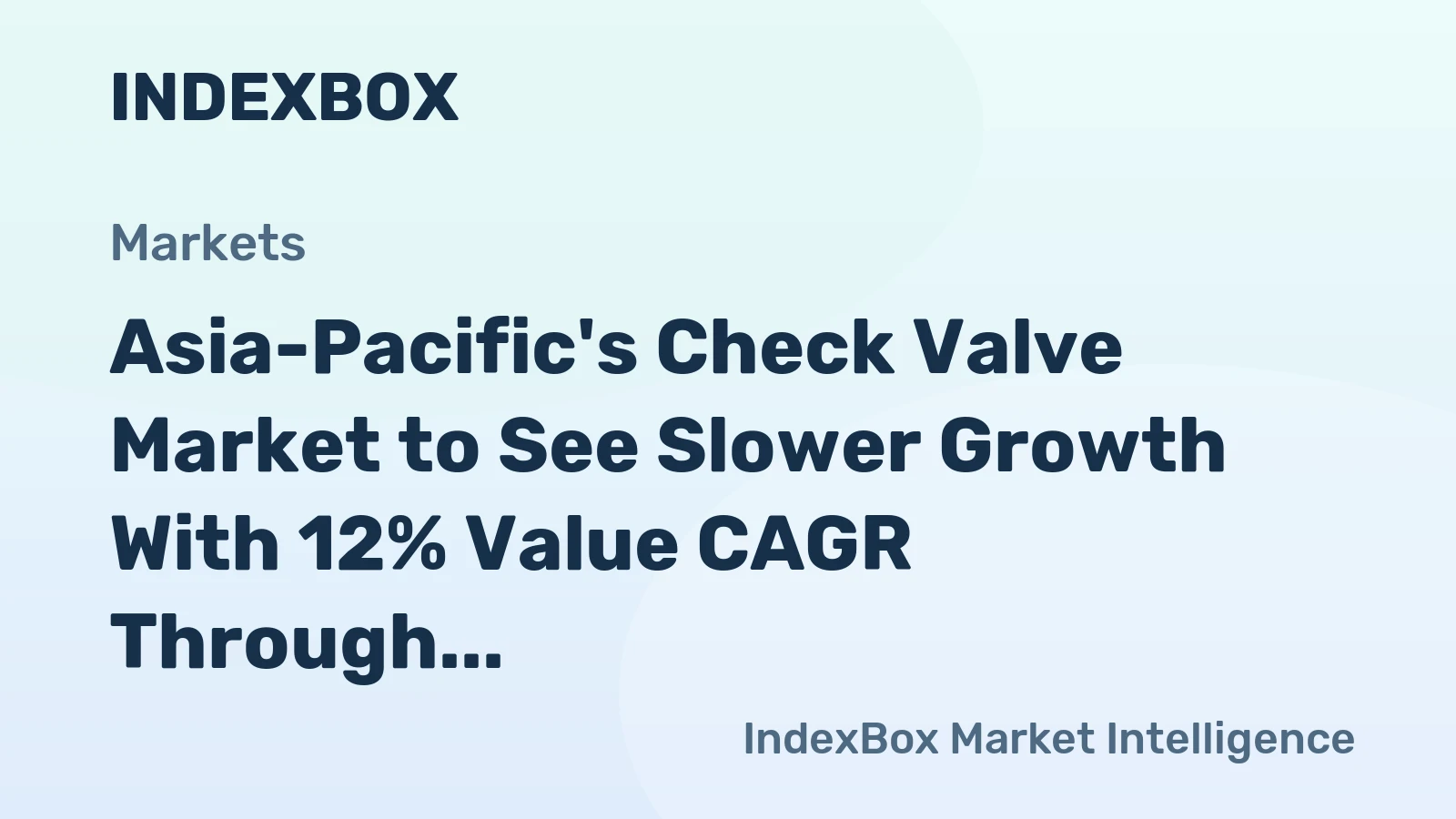 Asia-Pacific's Check Valve Market to See Slower Growth With 12% Value CAGR Through 2035
