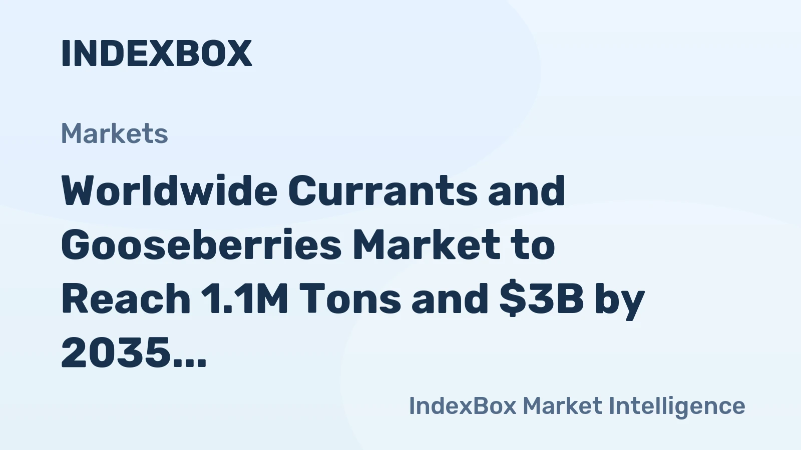 Worldwide Currants and Gooseberries Market to Reach 1.1M Tons and $3B by 2035, Driven by Increasing Demand