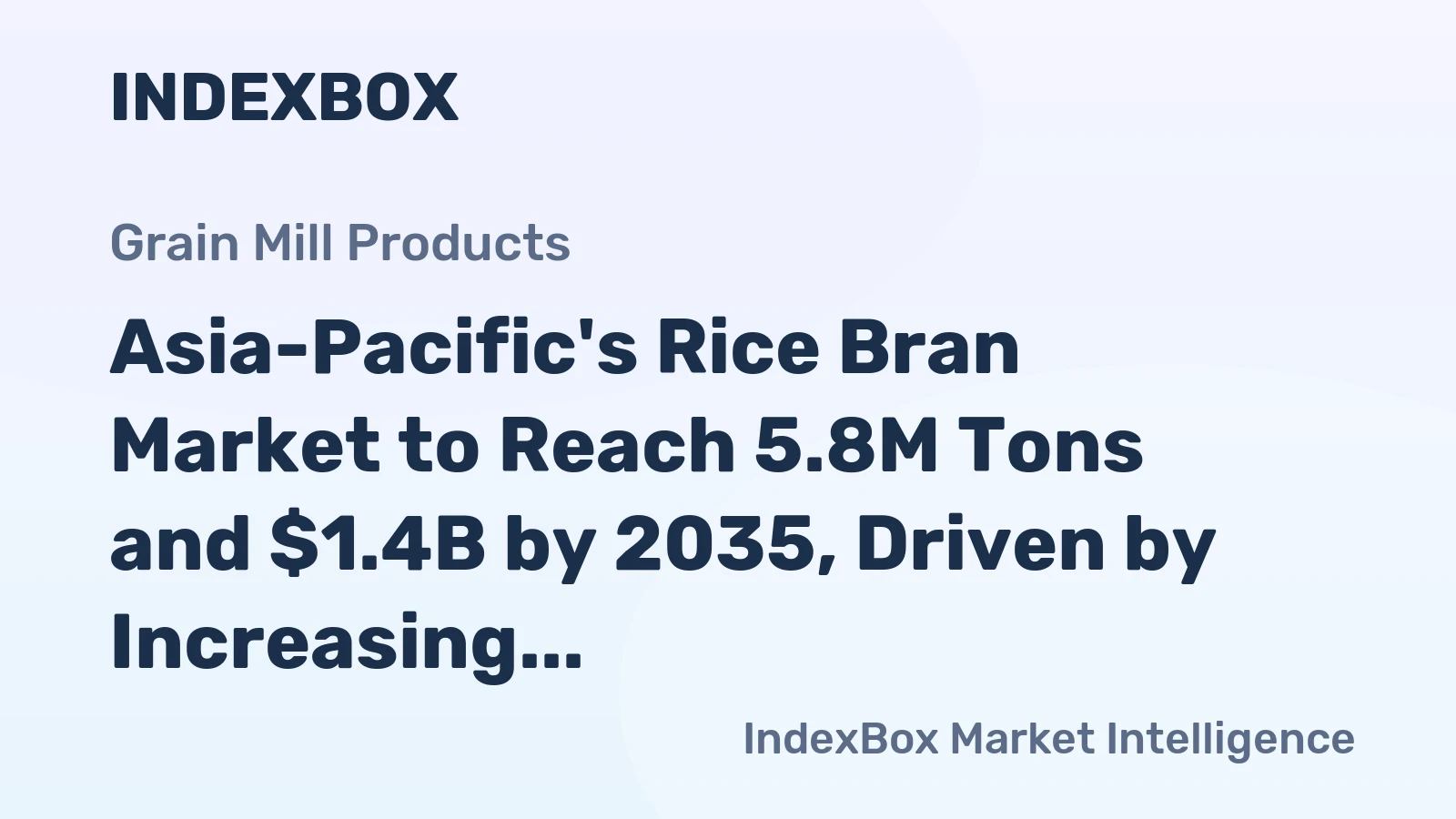 Asia-Pacific's Rice Bran Market to Reach 5.8M Tons and $1.4B by 2035, Driven by Increasing Demand