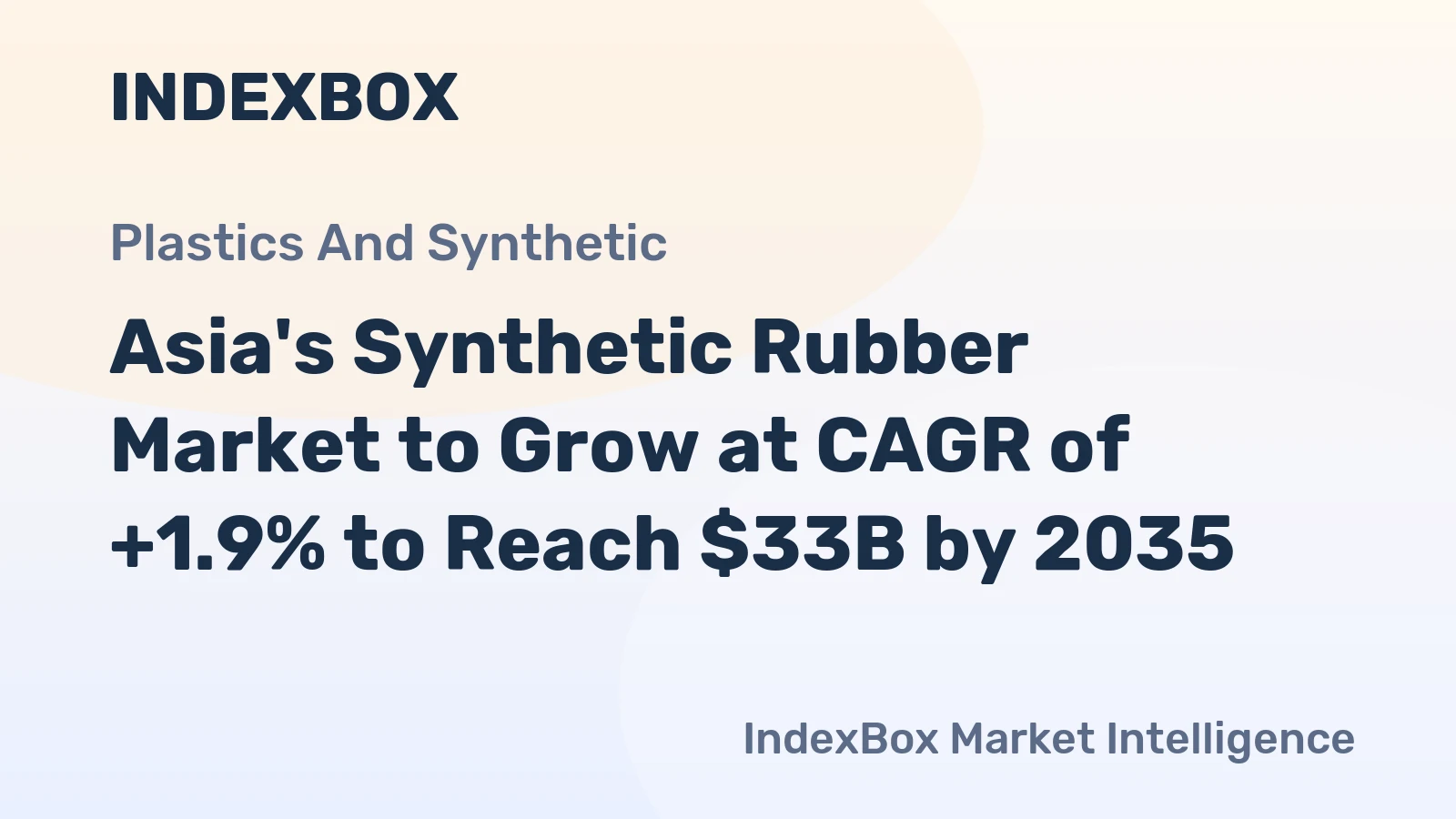 Asia's Synthetic Rubber Market to Grow at CAGR of +1.9% to Reach $33B by 2035