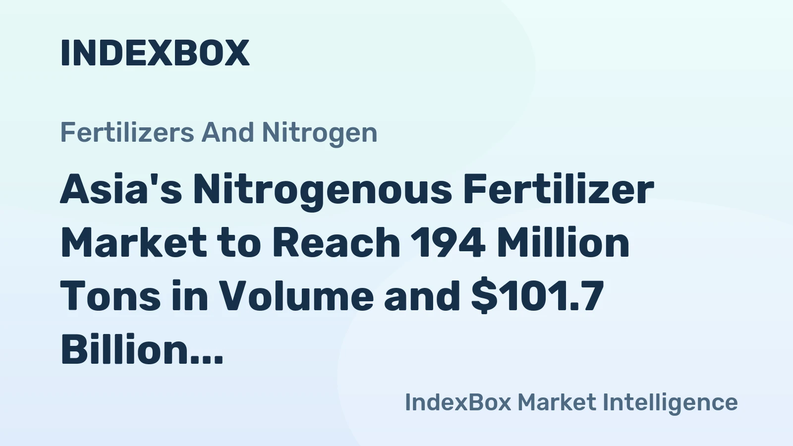 Asia's Nitrogenous Fertilizer Market to Reach 194 Million Tons in Volume and $101.7 Billion in Value by 2035