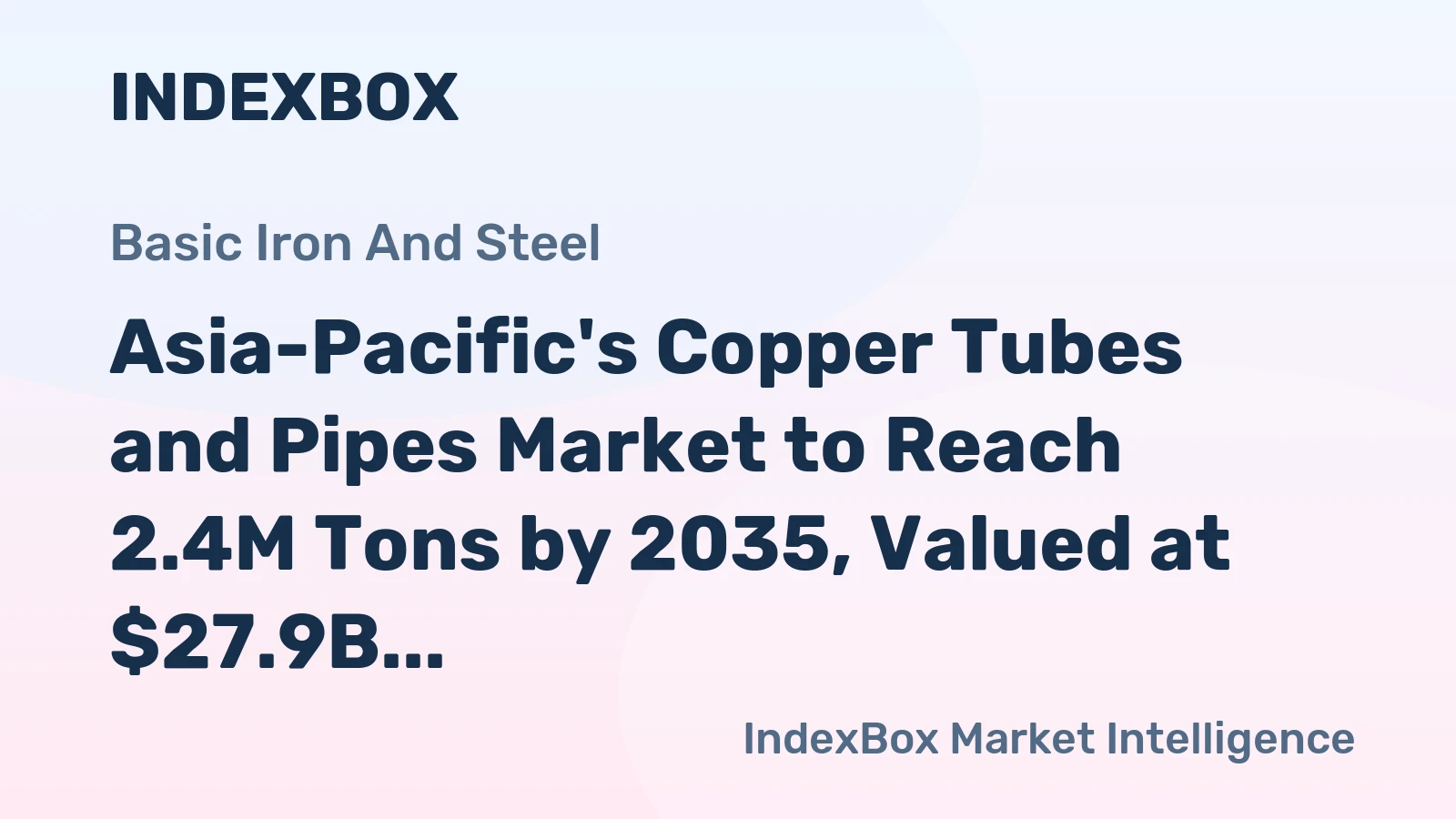 Asia-Pacific's Copper Tubes and Pipes Market to Reach 2.4M Tons by 2035, Valued at $27.9B