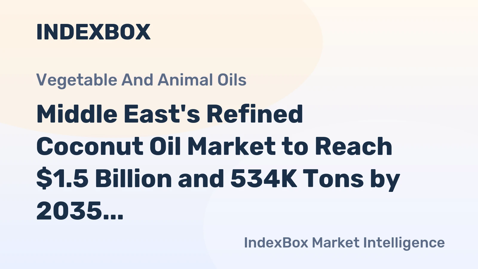 Middle East's Refined Coconut Oil Market to Reach $1.5 Billion and 534K Tons by 2035