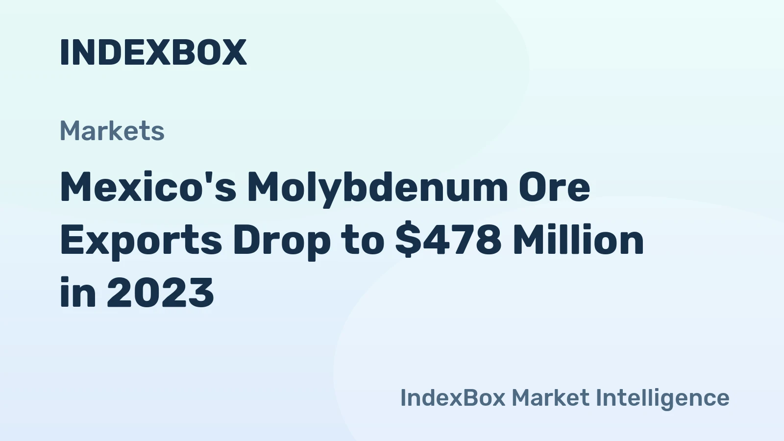 Mexico's Molybdenum Ore Exports Drop to $478 Million in 2023